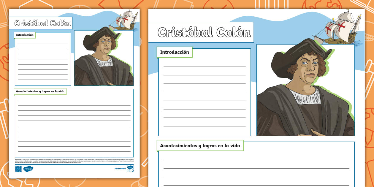 Guía de Trabajo: Biografía de Cristóbal Colón - Twinkl