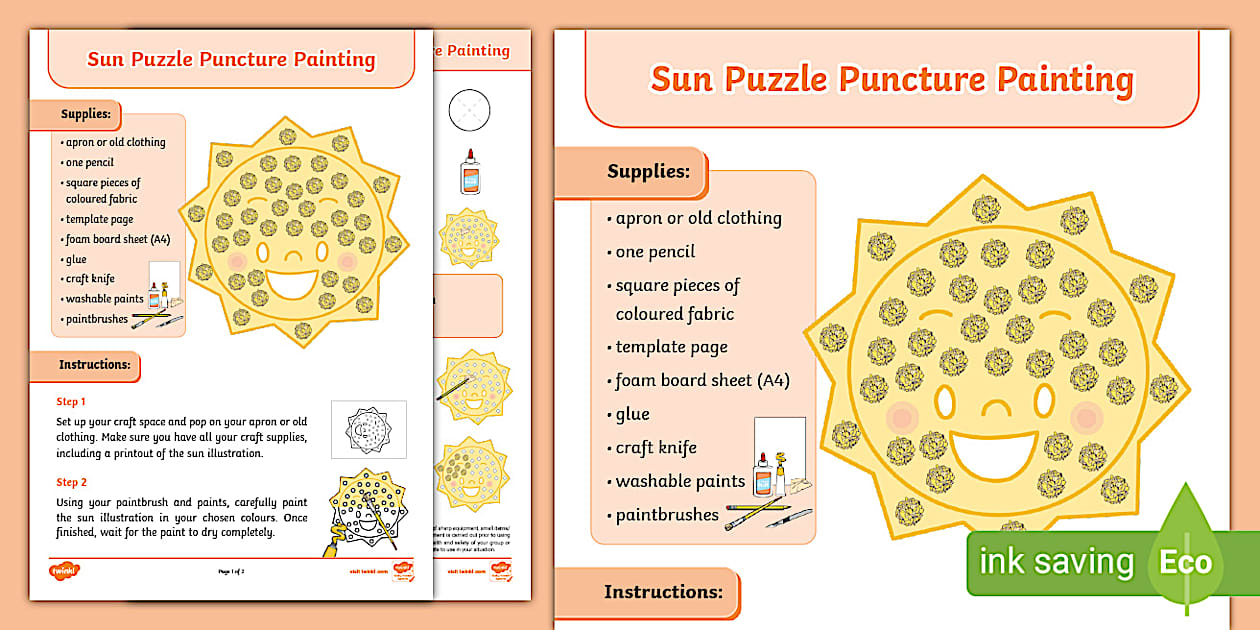 Sun Puzzle Puncture Painting (Teacher-Made) - Twinkl