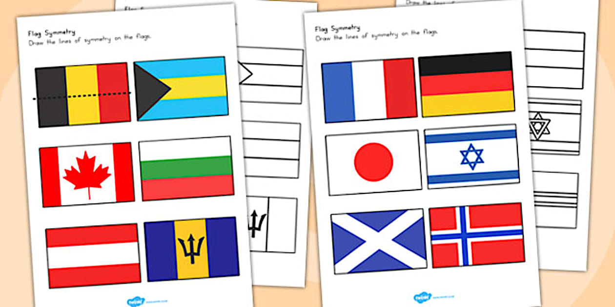 Flag Symmetry Worksheets (teacher made) - Twinkl