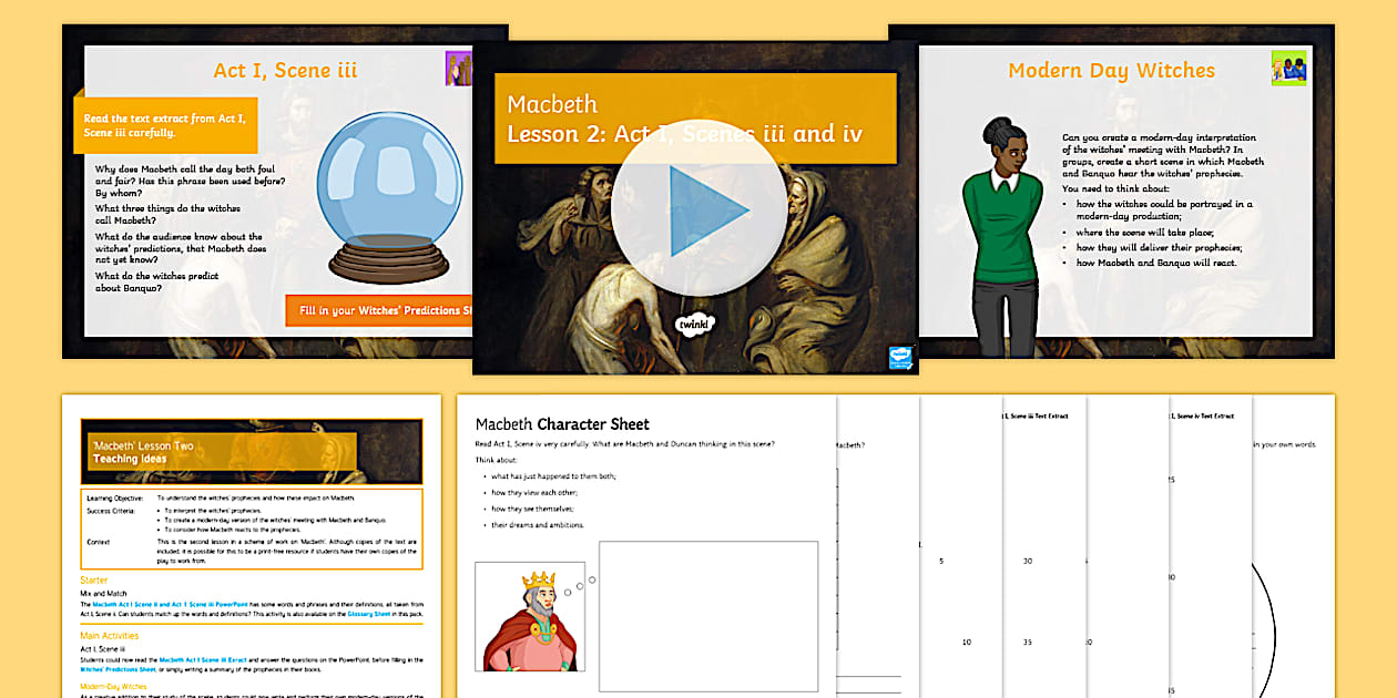 GCSE Macbeth Lesson 2: Act I, Scenes iii and iv - Twinkl