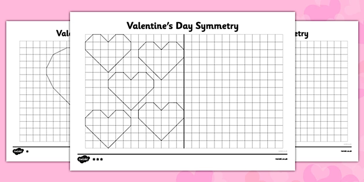Valentine's Hearts Symmetry Differentiated Worksheet / Worksheet Pack