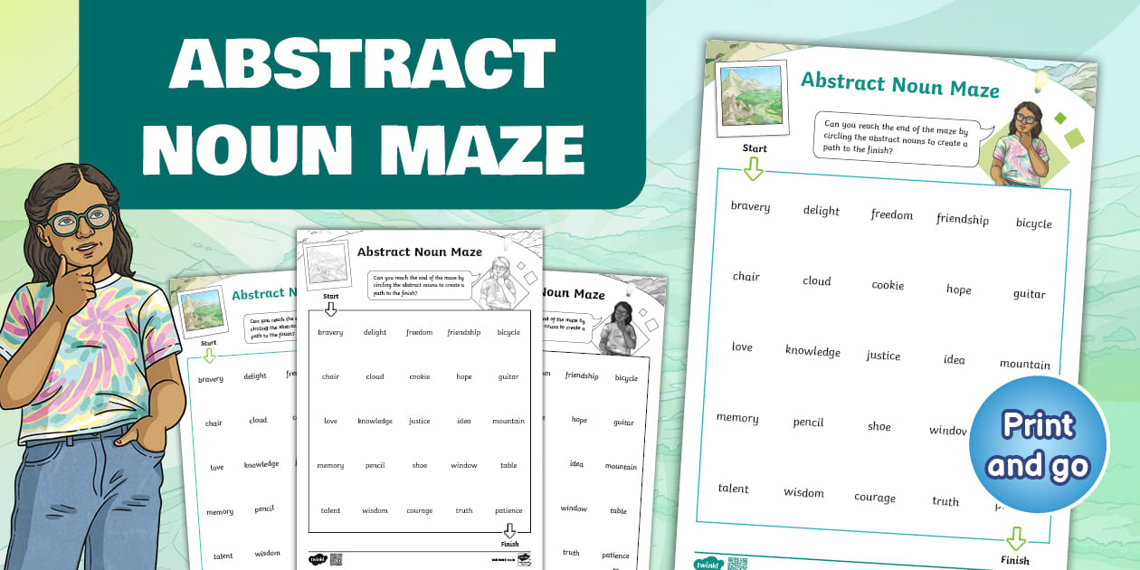 Abstract Noun Maze Worksheet