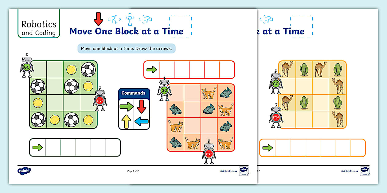 Robotics and Coding - Move One Block at a Time - Twinkl