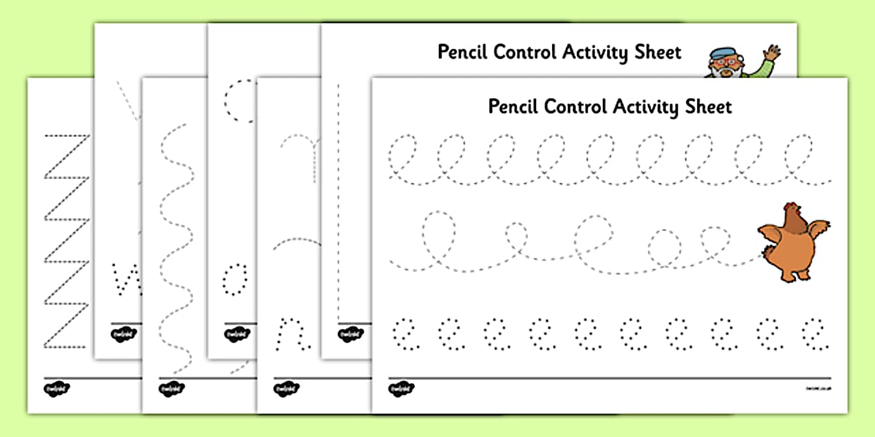 Black and White A Special Outing Pencil Control Sheets