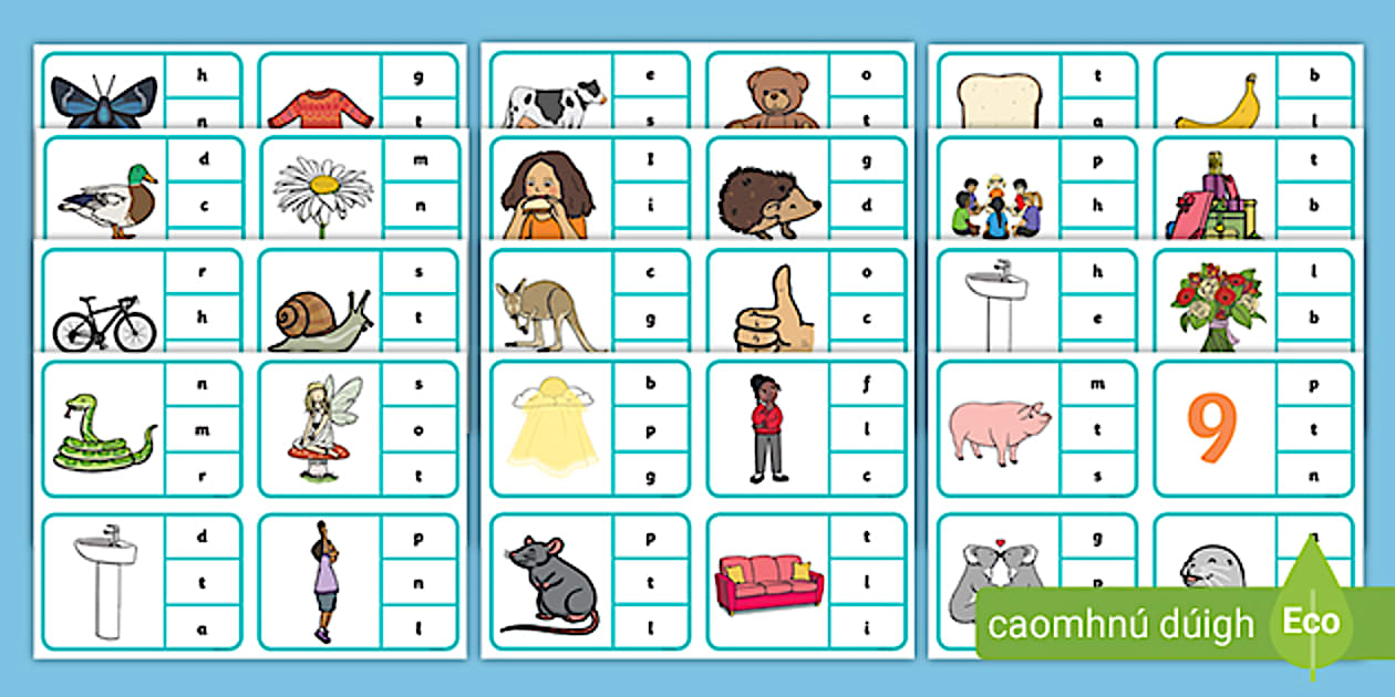 Editable Initial Sounds Peg Matching Game Gaeilge - Twinkl