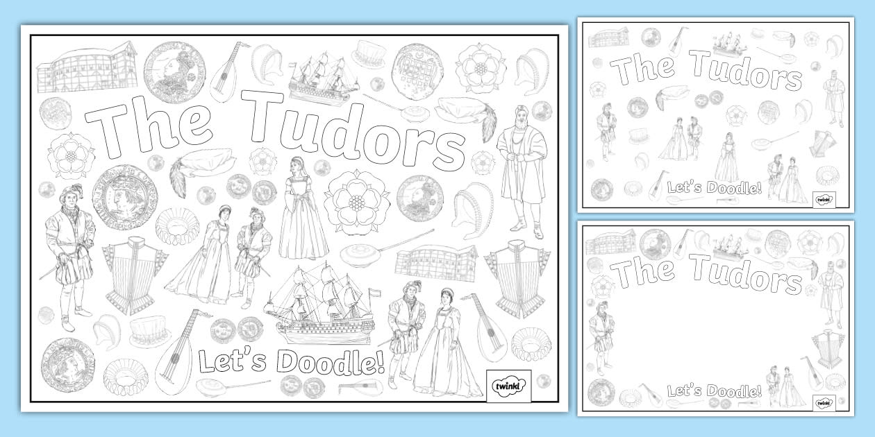 The Tudors Doodle Colouring Pages - Twinkl - KS2 - Twinkl