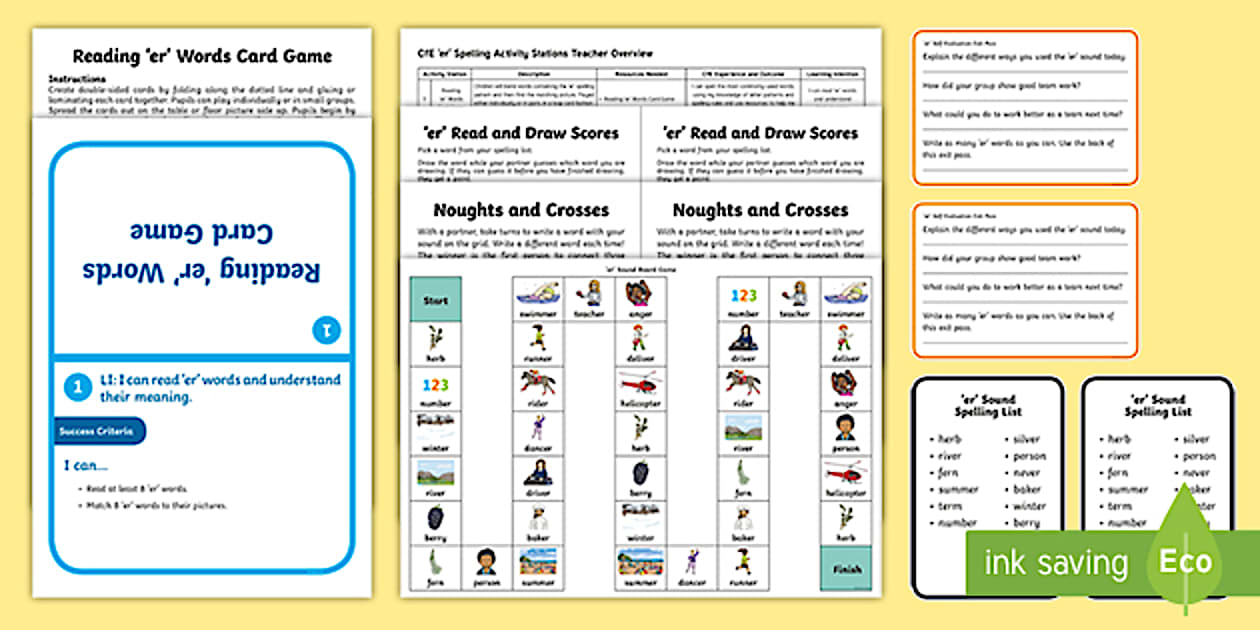 'er' Sound Activity Stations (teacher made) - Twinkl