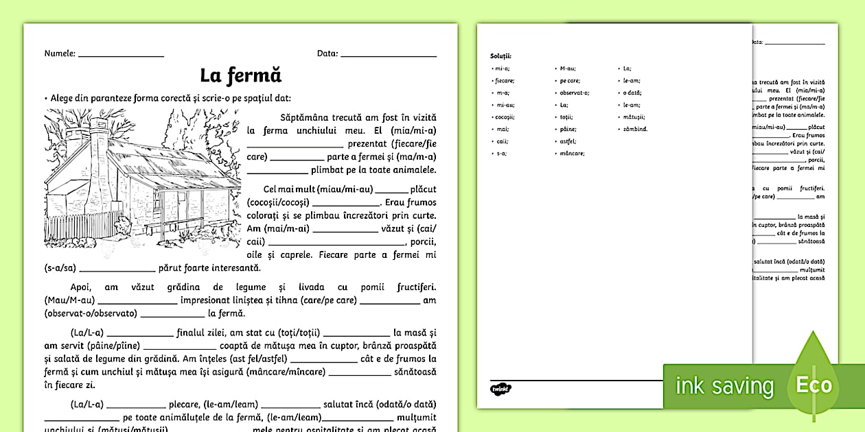 În vizită la fermă Scriem corect (teacher made) - Twinkl