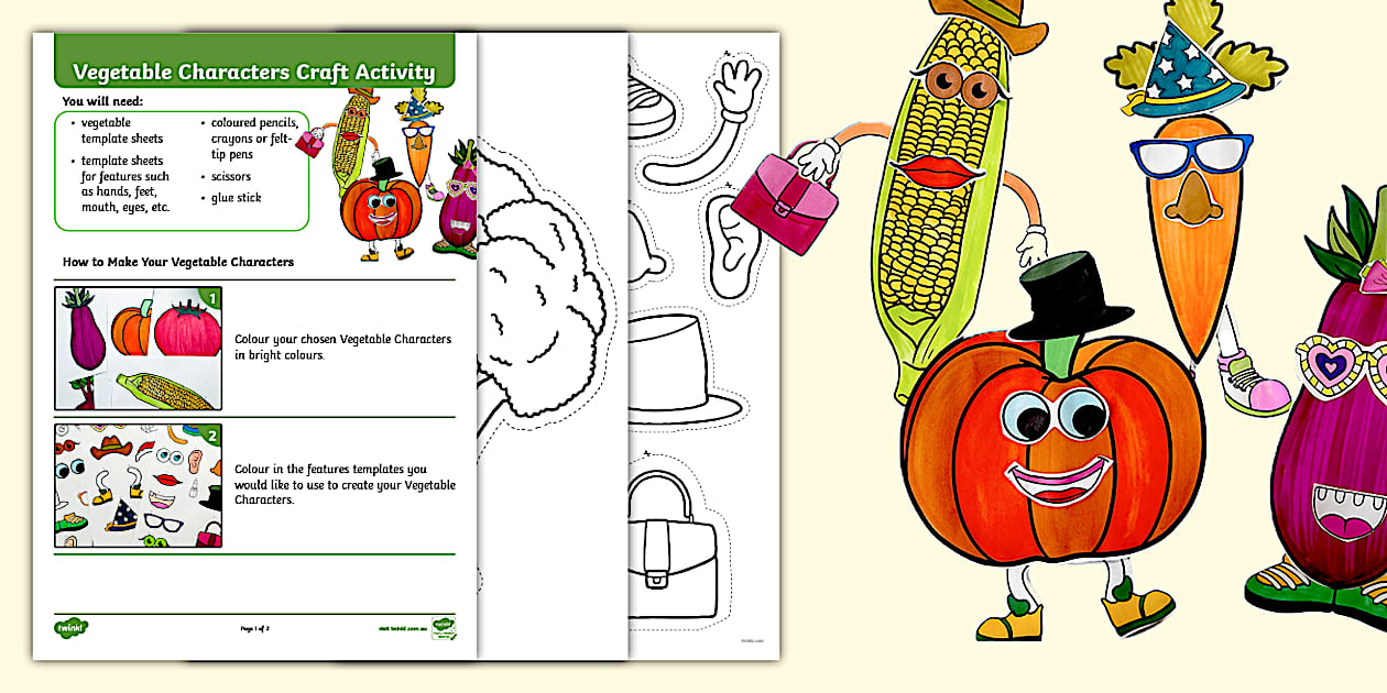 Vegetable Characters Craft Activity (teacher made) - Twinkl