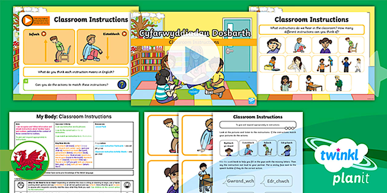 Welsh: My Body: Lesson 1 - Classroom Instructions - Twinkl