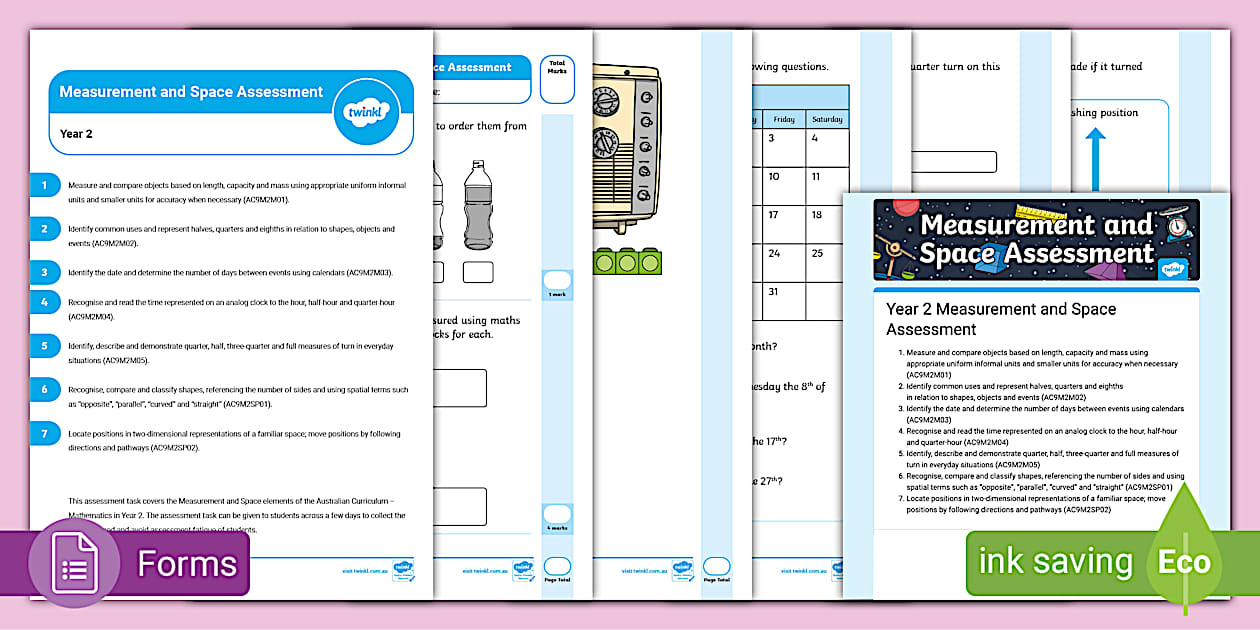 Year 2 Measurement and Space Assessment (teacher made)
