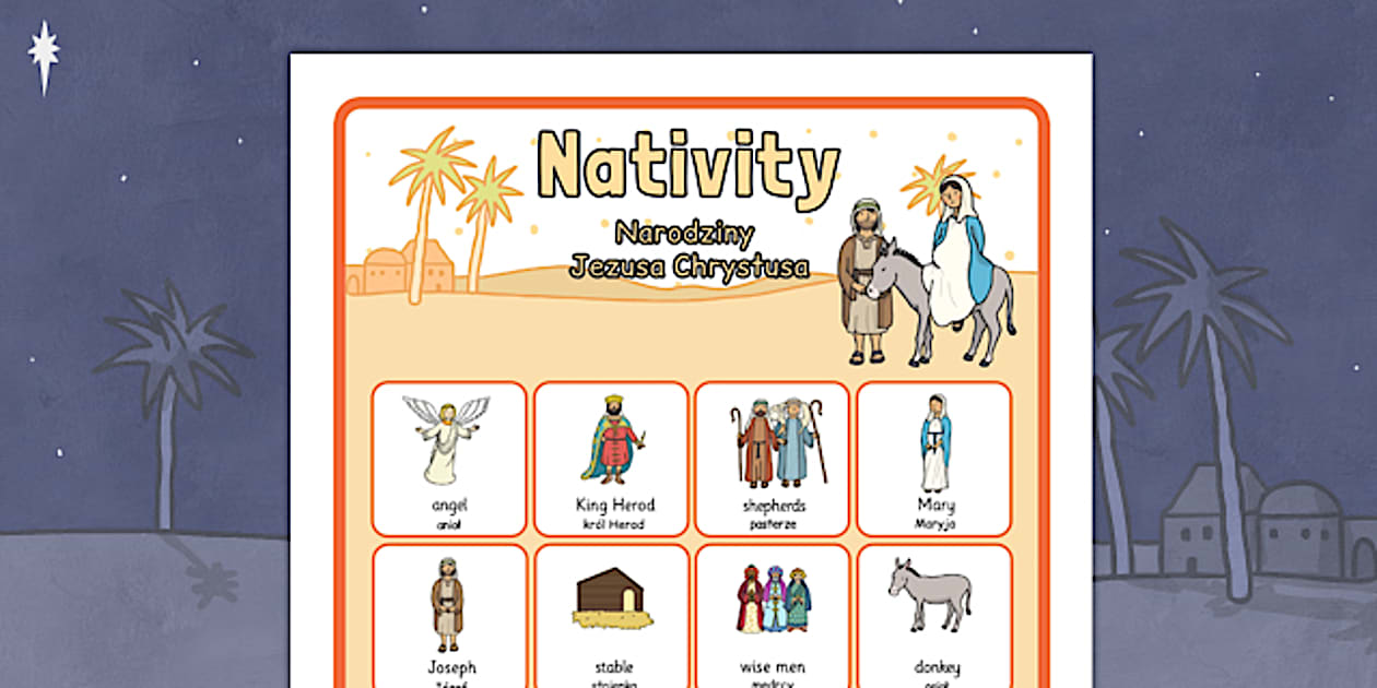 Nativity Vocabulary Poster Polish Translation (teacher made)