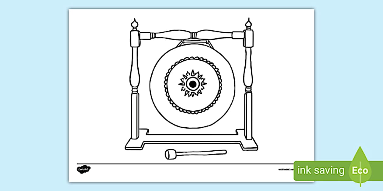 Gong Colouring Sheet | Activity Resources | Twinkl - Twinkl