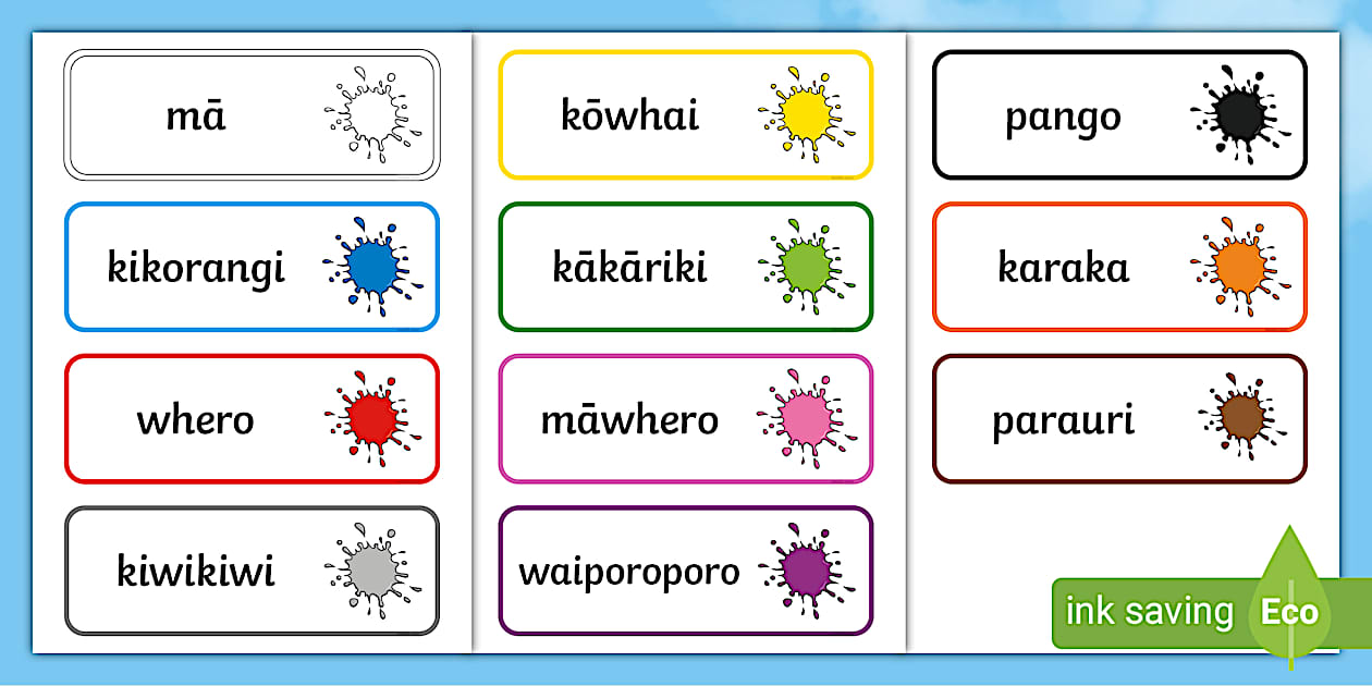 Te Reo Māori Vocabulary Cards | Te Reo Colours NZ