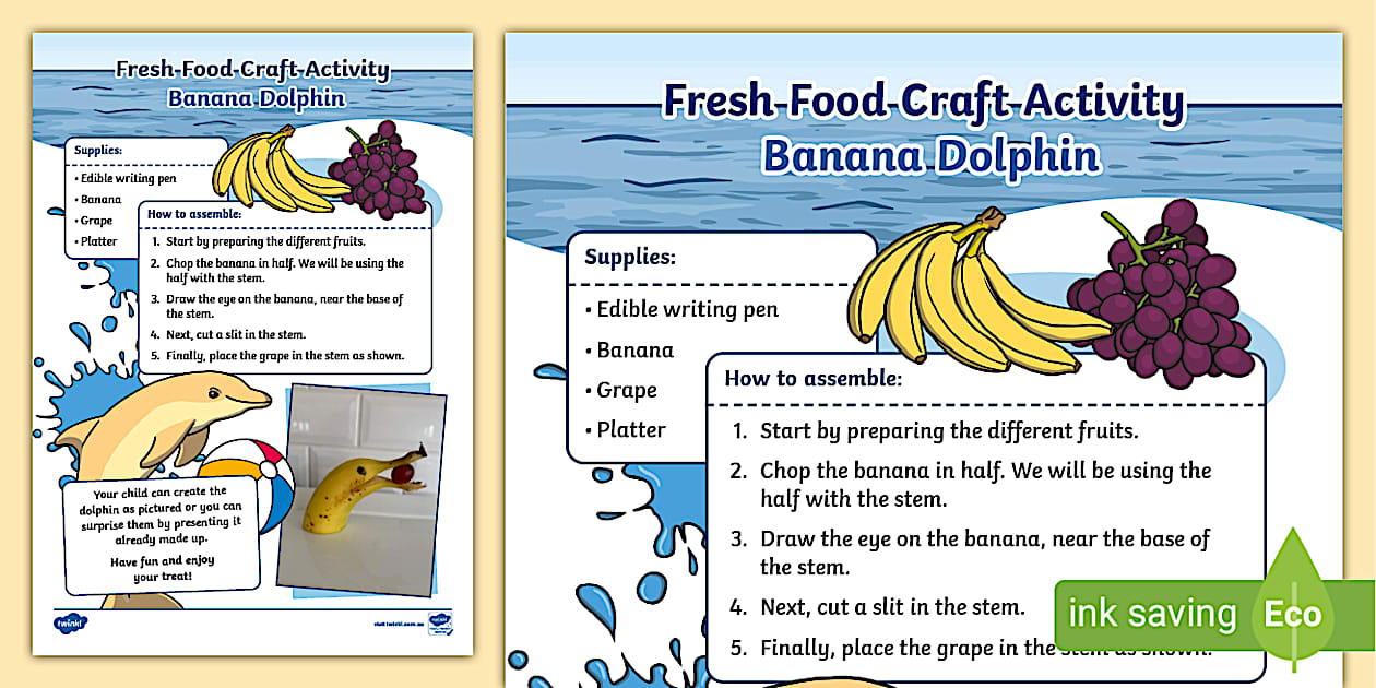 Fresh Food Craft Activity- Banana Dolphin (Teacher-Made)