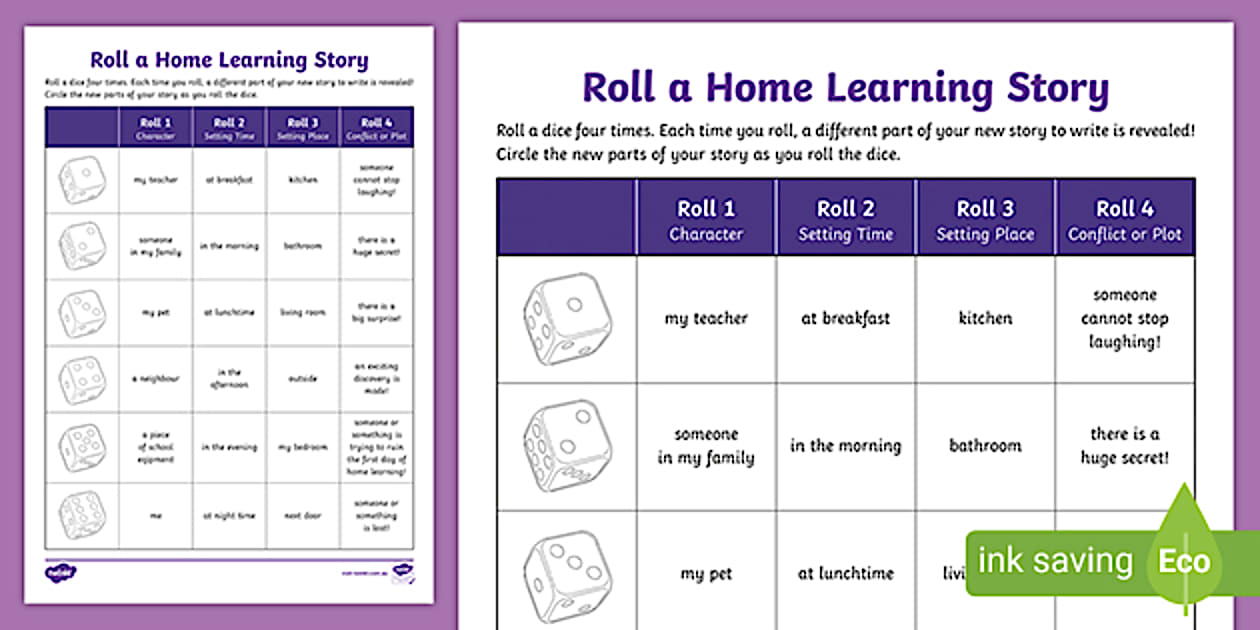 Roll a Home Learning Story - Twinkl
