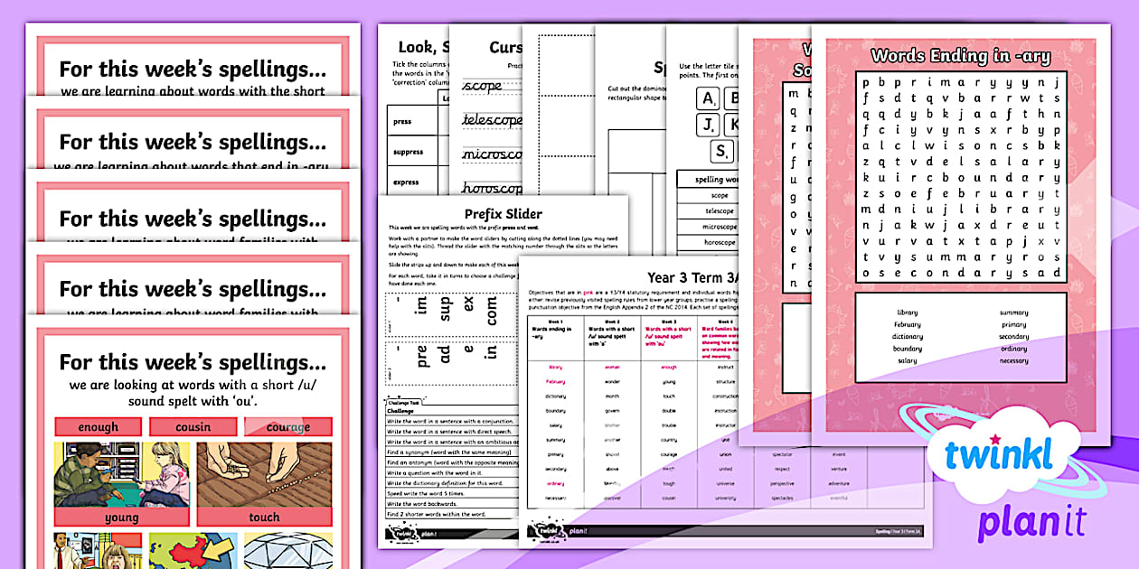PlanIt Year 3 Term 3A Bumper Spelling Pack (teacher made)