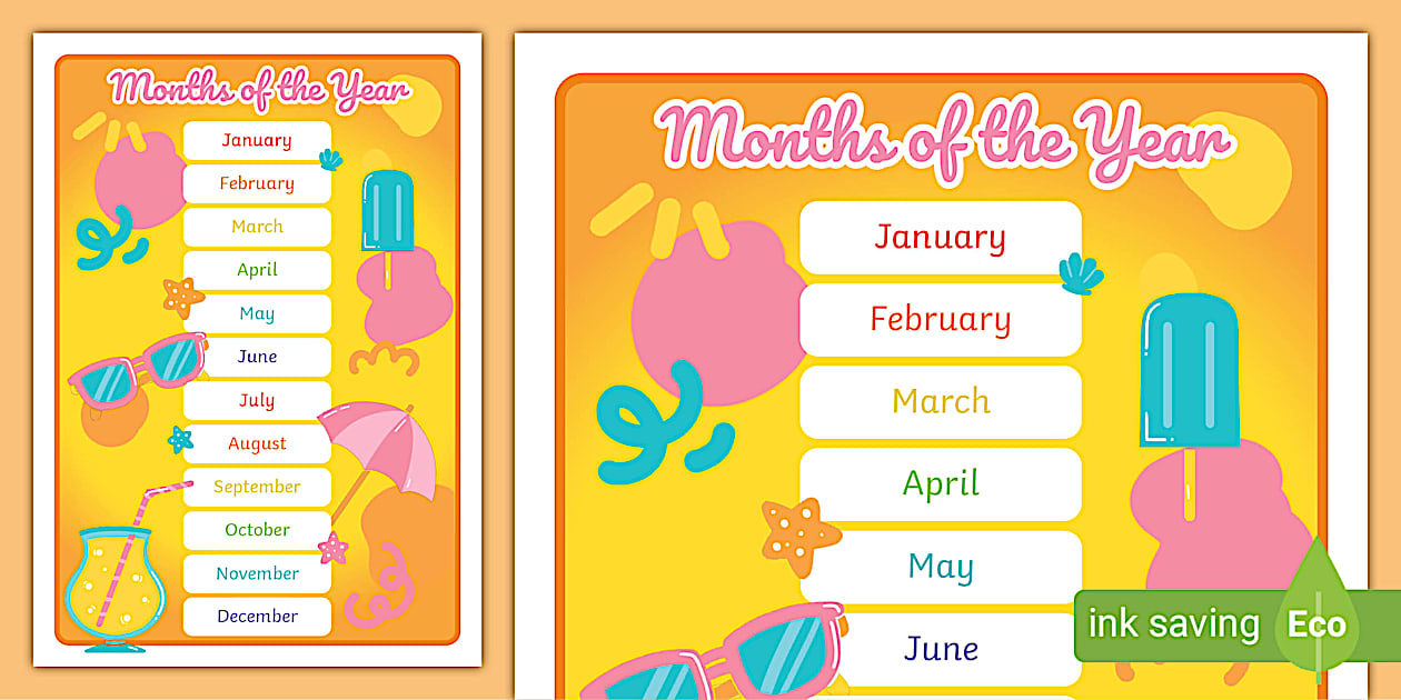 Summer Vibes Themed Months of the Year Display Poster, Summer Vibes ...