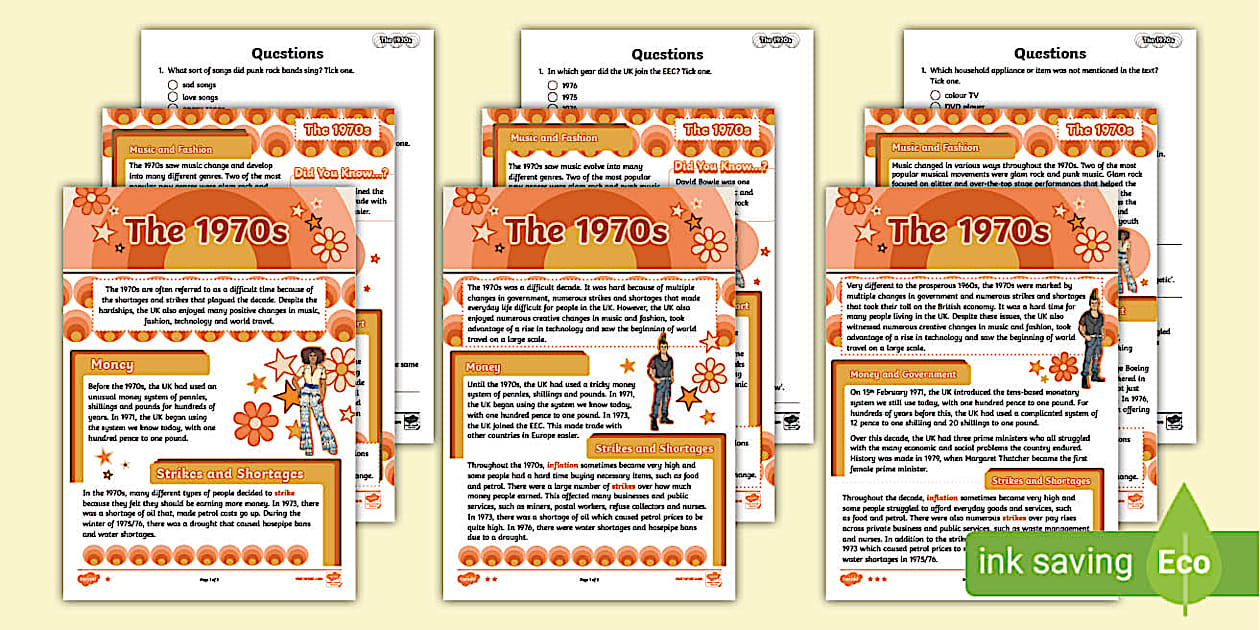 LKS2 The 1970s Differentiated Reading Comprehension Activity