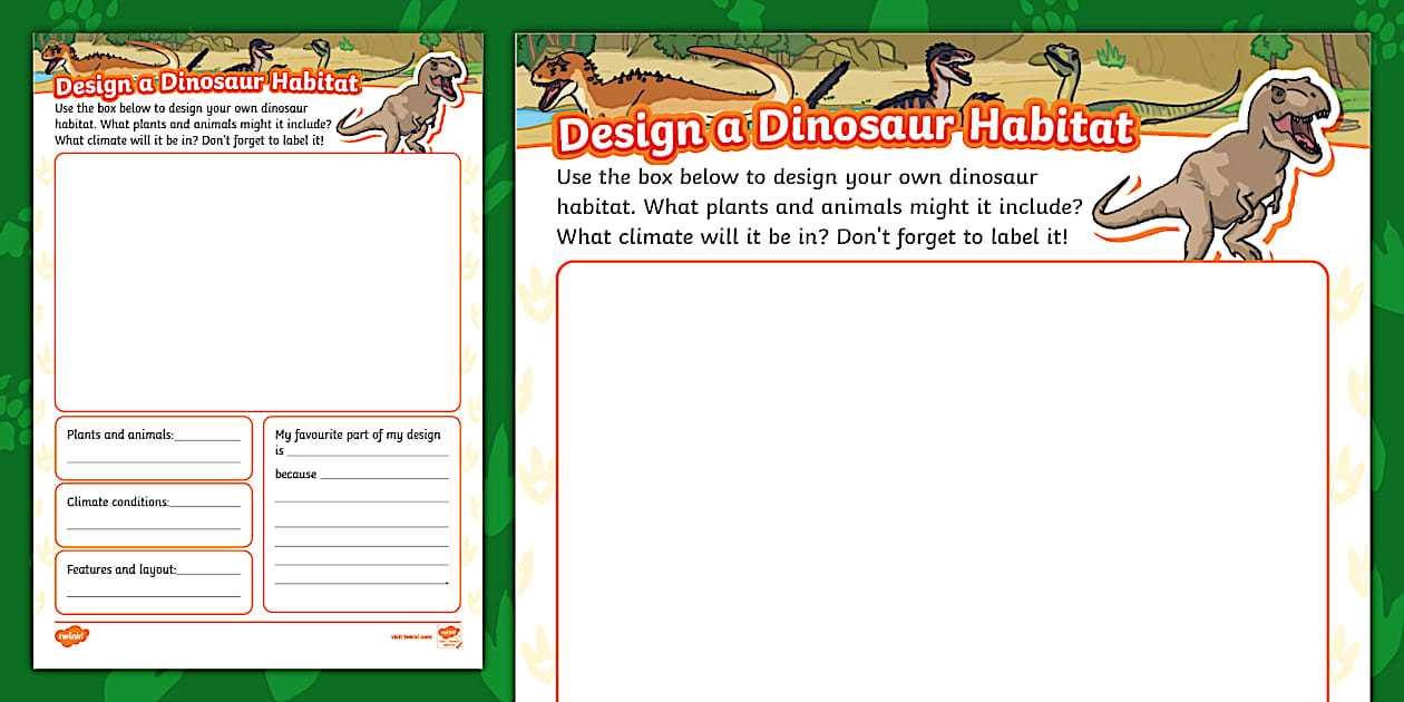 Design a Dinosaur Habitat Worksheet (teacher made) - Twinkl