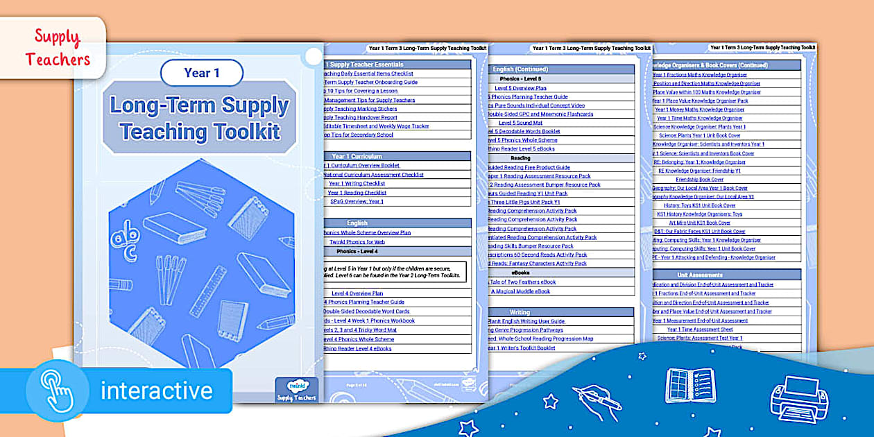 Year 1 Term 3 Long-Term Supply Teacher Toolkit - Twinkl