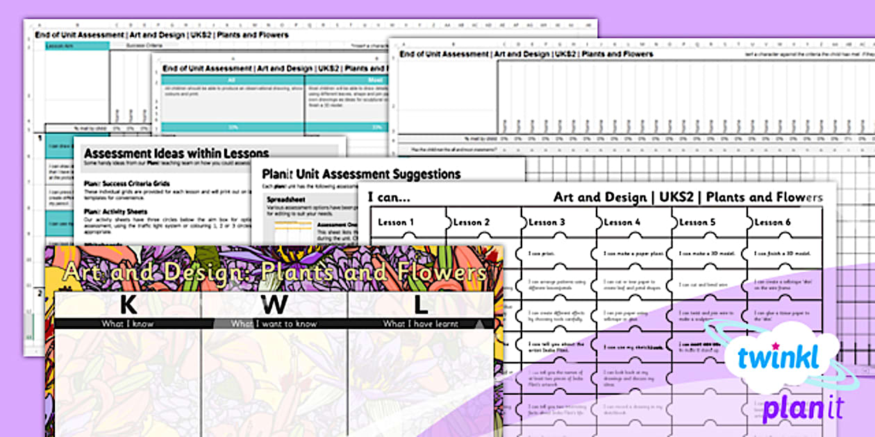 Art: Plants and Flowers UKS2 Unit Assessment Pack - Twinkl