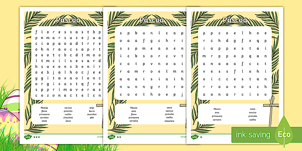 Sopa de letras (diferenciada) da Páscoa (professor feito)