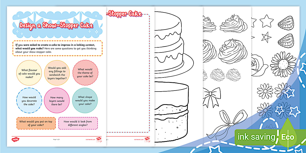 Design a Show-Stopper Cake (Ages 5 - 7) (teacher made)