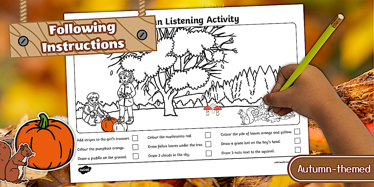 Following Instructions Listening Activity Autumn Twinkl