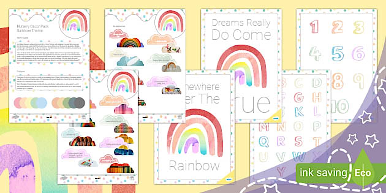 FREE! - Nursery Decor Pack - Somewhere Over the Rainbow Theme