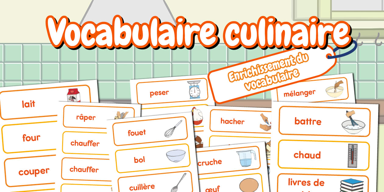 Cartes de mots : Vocabulaire culinaire