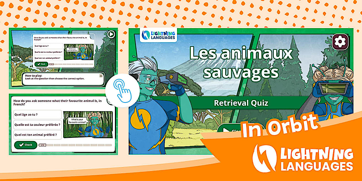 👉 Lightning Languages French Wild Animals Retrieval Quiz