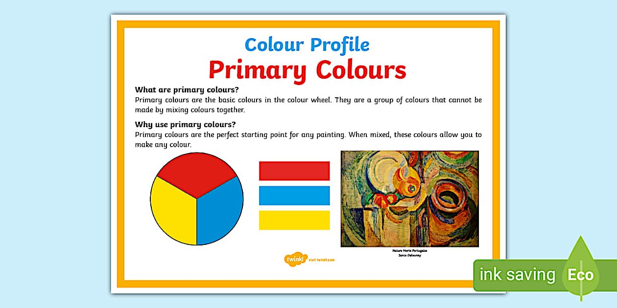 Colour Profile: Primary Colours A4 Display Poster - Twinkl