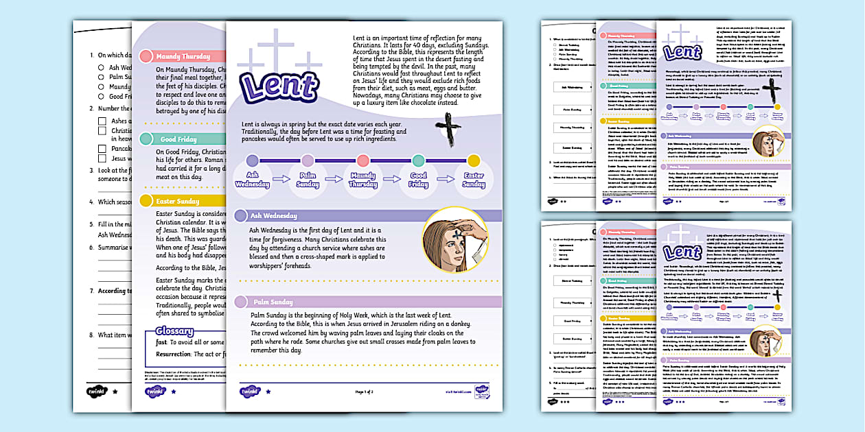 UKS2 Lent Differentiated Reading Comprehension Activity