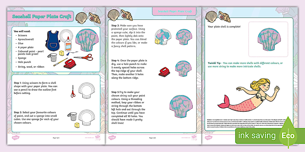 Seashell Paper Plate Craft (Teacher-Made) - Twinkl