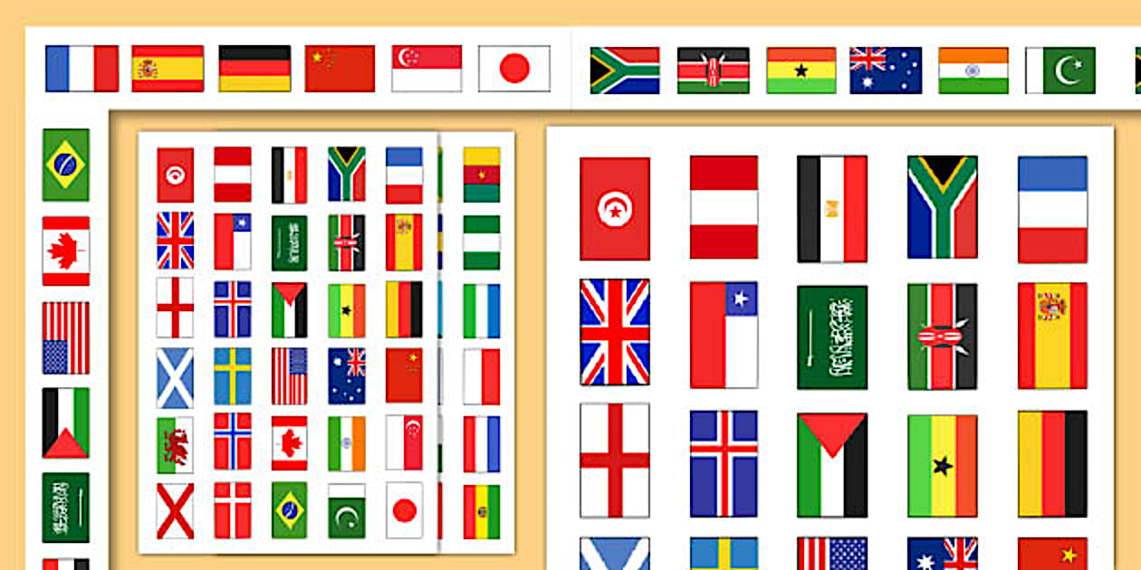 Black and White Flags of the World Display Borders - Twinkl
