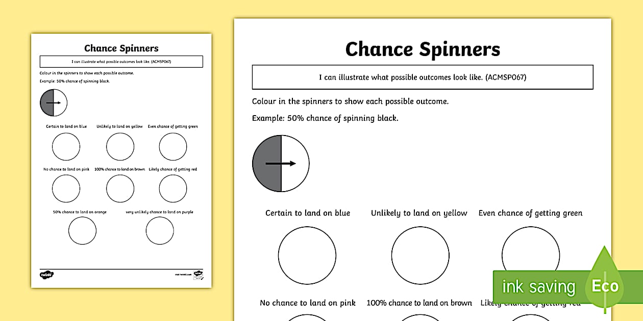 Chance Spinners Worksheet / Worksheet (teacher made)