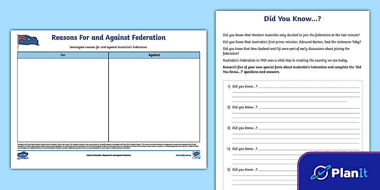 PlanIt HASS History Year 6 Federation Home Learning Tasks