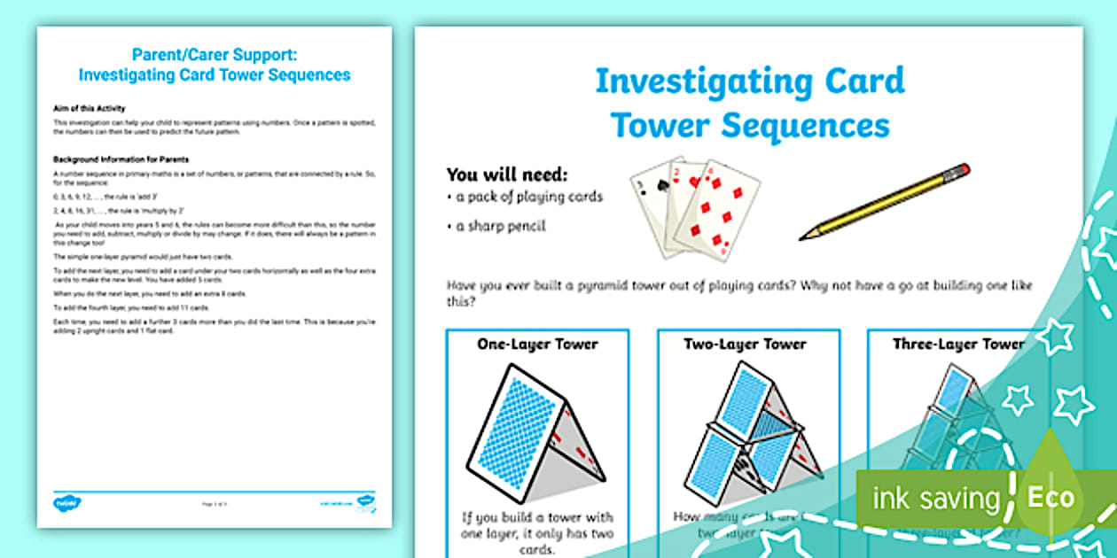 👉 Investigating Card Tower Sequences (Ages 9 - 10)