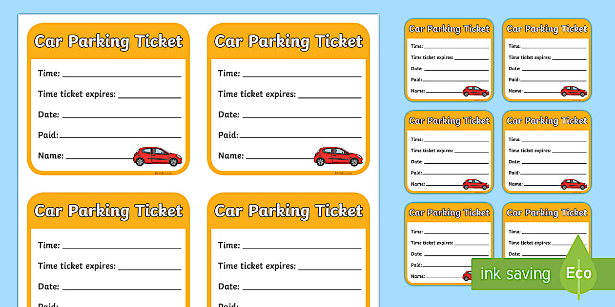 Black and White Car Parking Ticket Role Play (teacher made)