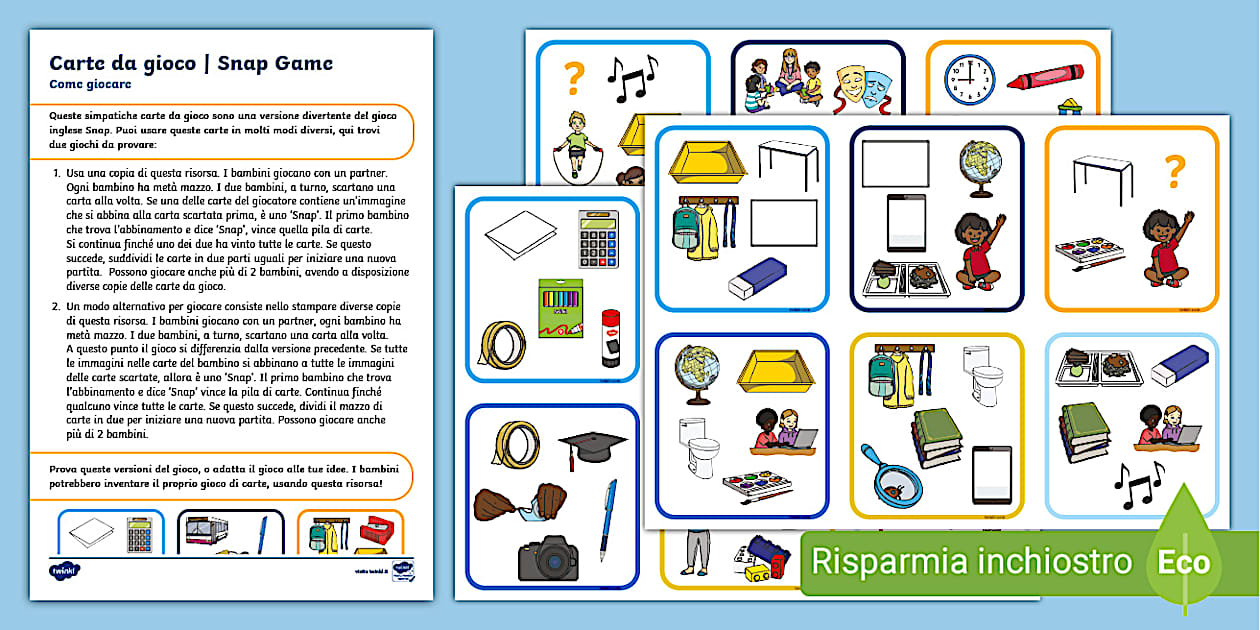 Carte da gioco | Snap game per il ritorno a scuola