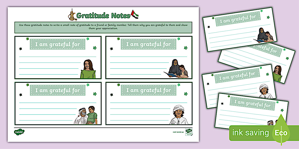 World Gratitude Day - Gratitude Notes (teacher made)