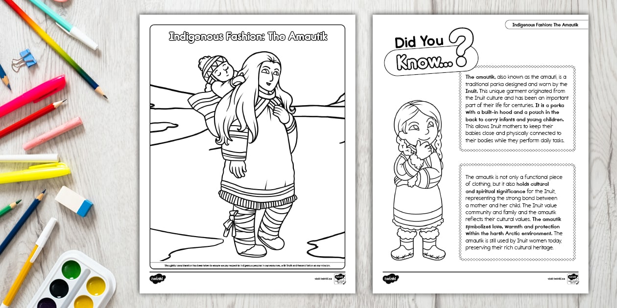 FREE! - Indigenous Fashion: The Amautik Reference and Colouring Page