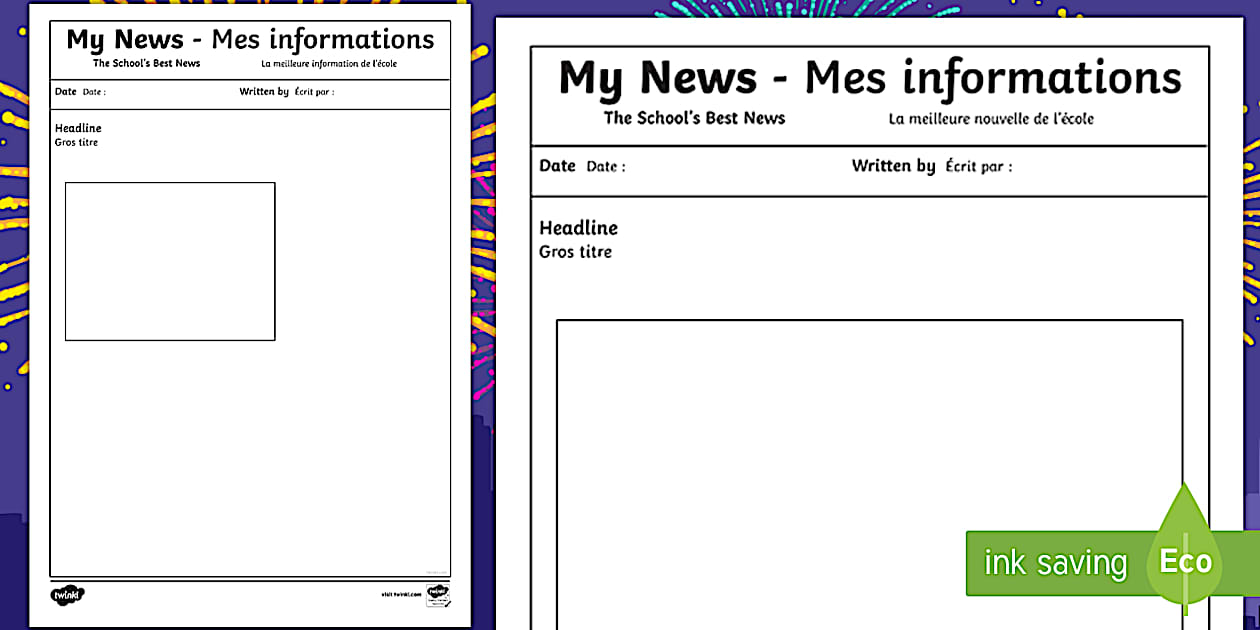 My News Writing Template English/French (teacher made)