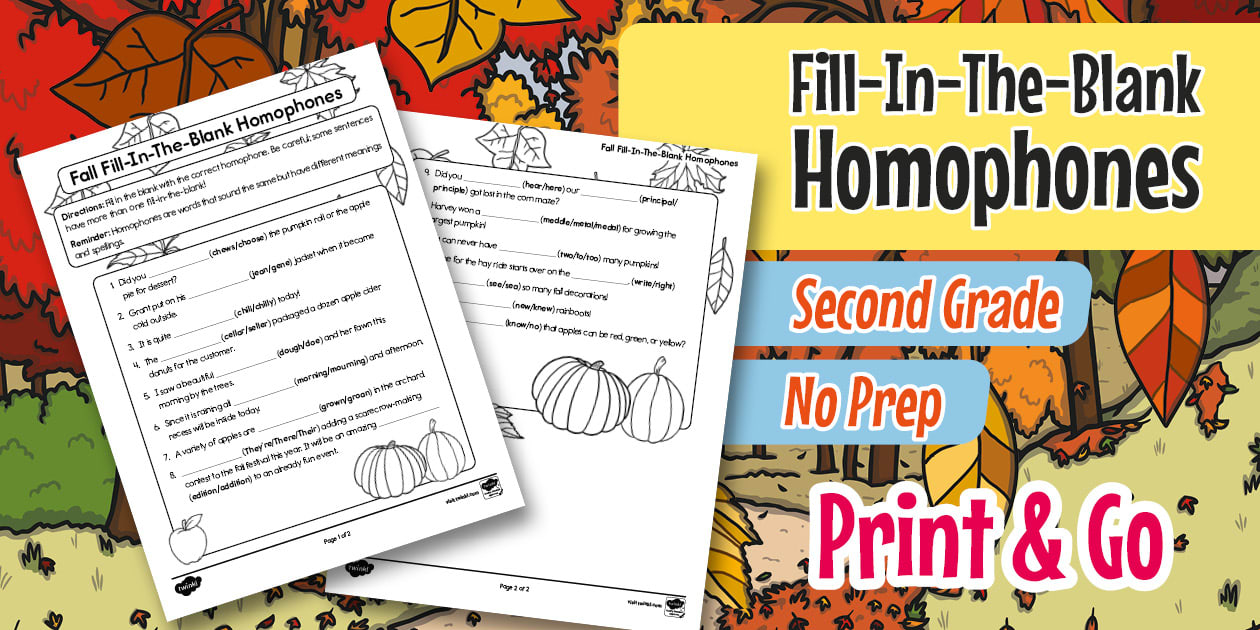 Fall Fill in the Blank Worksheet for 2nd Grade | Twinkl USA