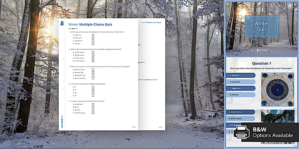 End of Term Winter Quiz | Teacher Toolbox | Beyond