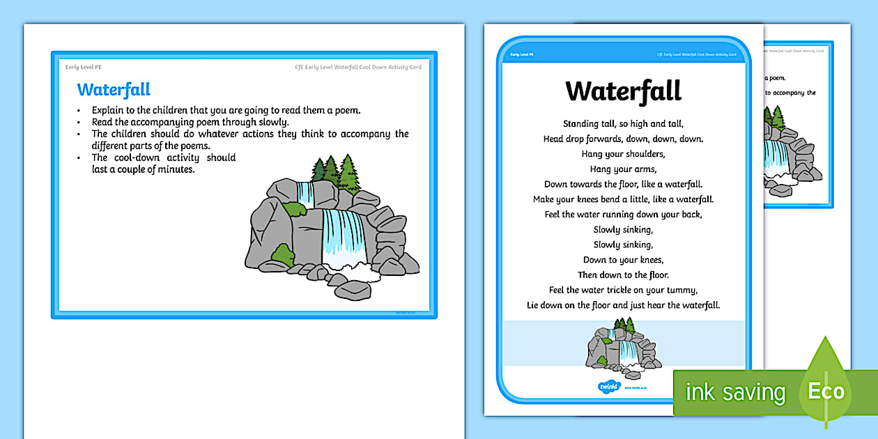 CfE Early Level Waterfall Cool-Down Activity (teacher made)