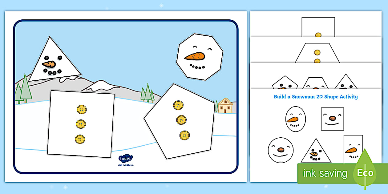 Editable Build a Snowman 2D Shape Activity (teacher made)
