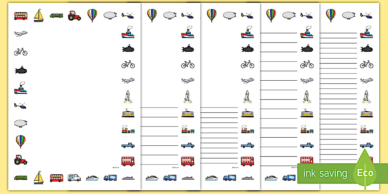 Editable Transport Portrait Page Border Pack - Twinkl