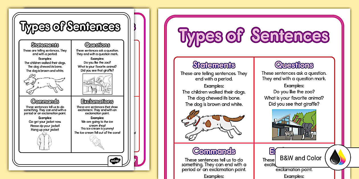 First Grade Types of Sentences Poster (teacher made)
